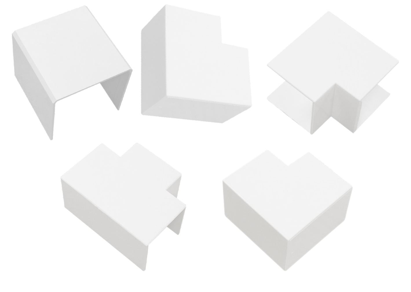 PVC Plastic Trunking accessories Cover, Angle, Tee. Multi sizes 2x2 3x3 ...