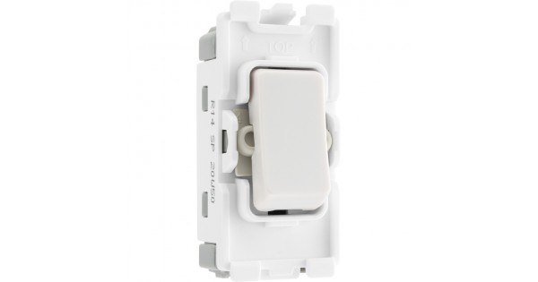 BG R14 Grid Retractive Switch 2 Way SP 20AX White | Electric Vault Ltd
