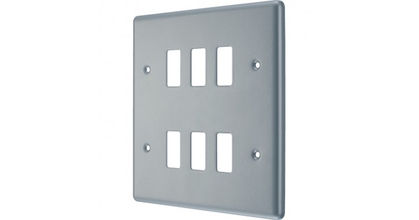 BG RMC6 Grid Frontplate 6 Gang Metal Clad | Electric Vault Ltd