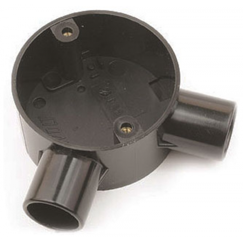 Univolt CB25ABK 2 Way Angle Circular Box 25mm Black | Electric Vault Ltd