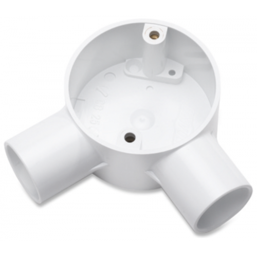 Univolt CB25AWH 2 Way Angle Circular Box 25mm White | Electric Vault Ltd