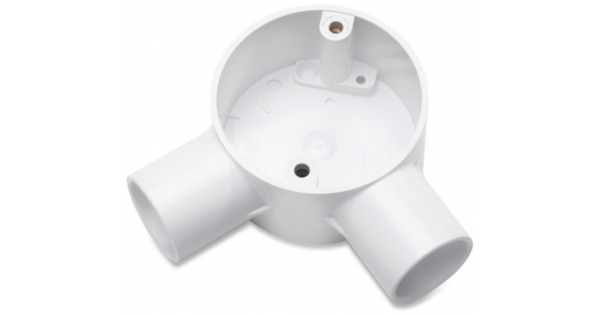 Univolt CB25AWH 2 Way Angle Circular Box 25mm White | Electric Vault Ltd