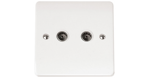 Click CMA066 Twin CoAx Socket White | Electric Vault Ltd